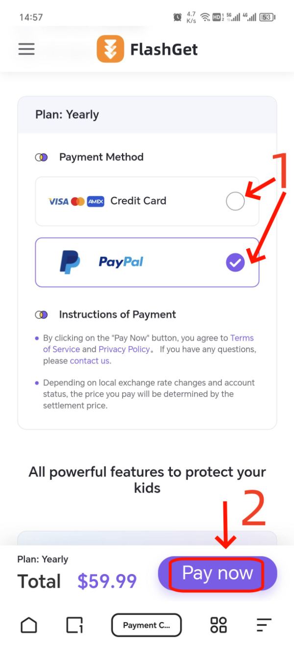 How to subscribe FlashGet Kids for parent?
