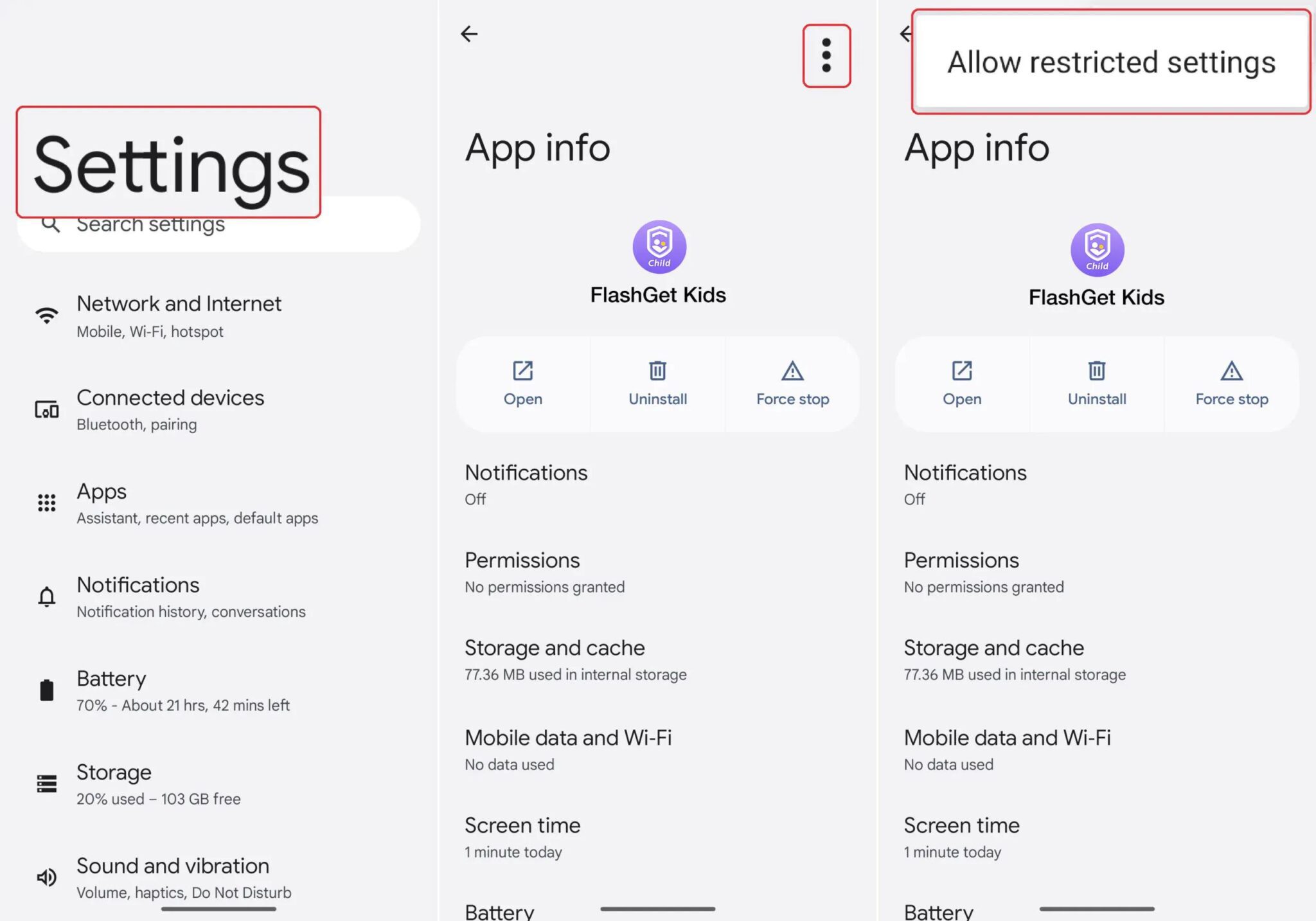 How to turn on FlashGet Kids Accessibility Permission on your kid's device?