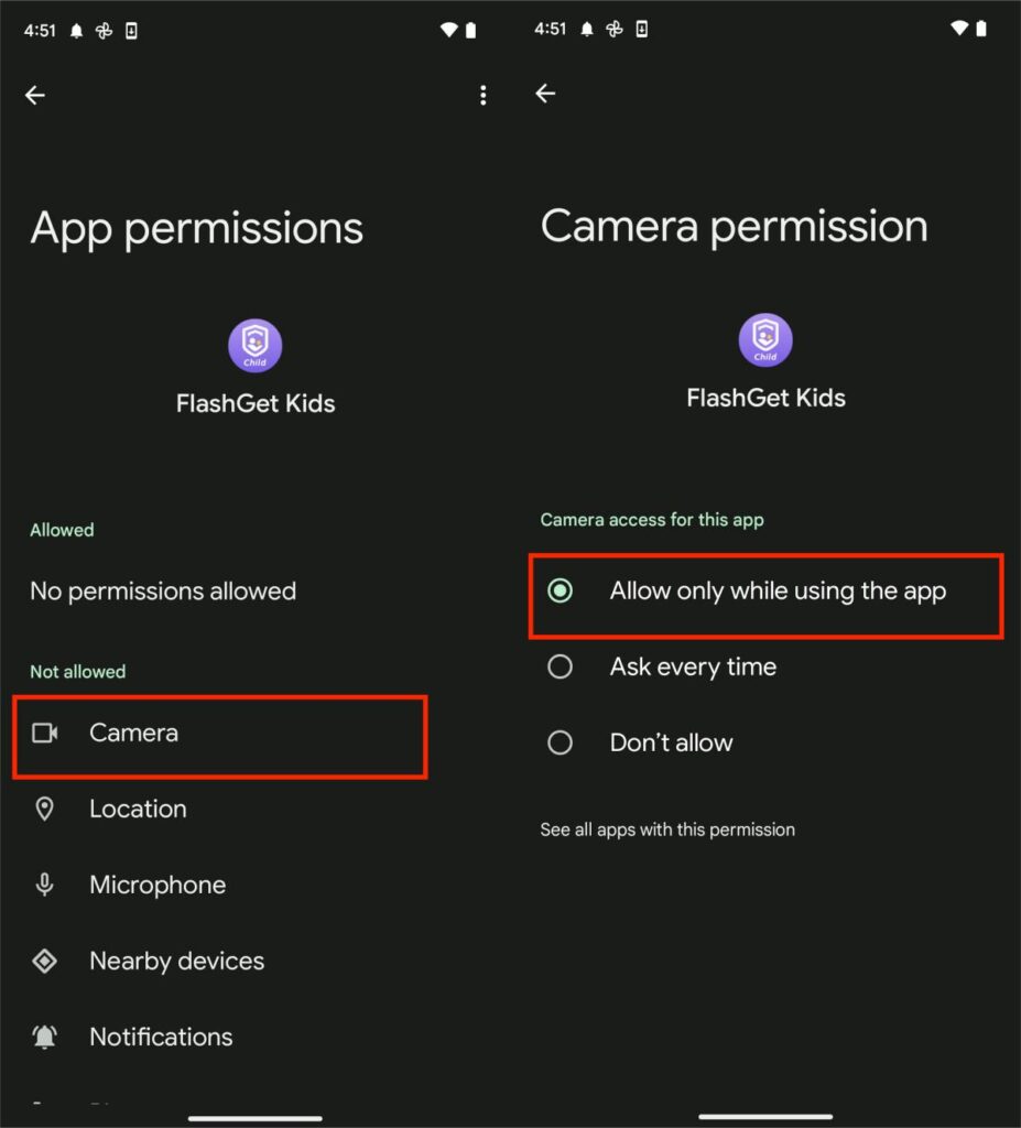 How to turn on camera permission on your kid’s device?