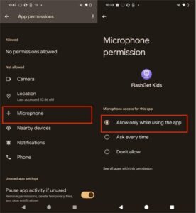 How to turn on Microphone permission on your kid’s device?