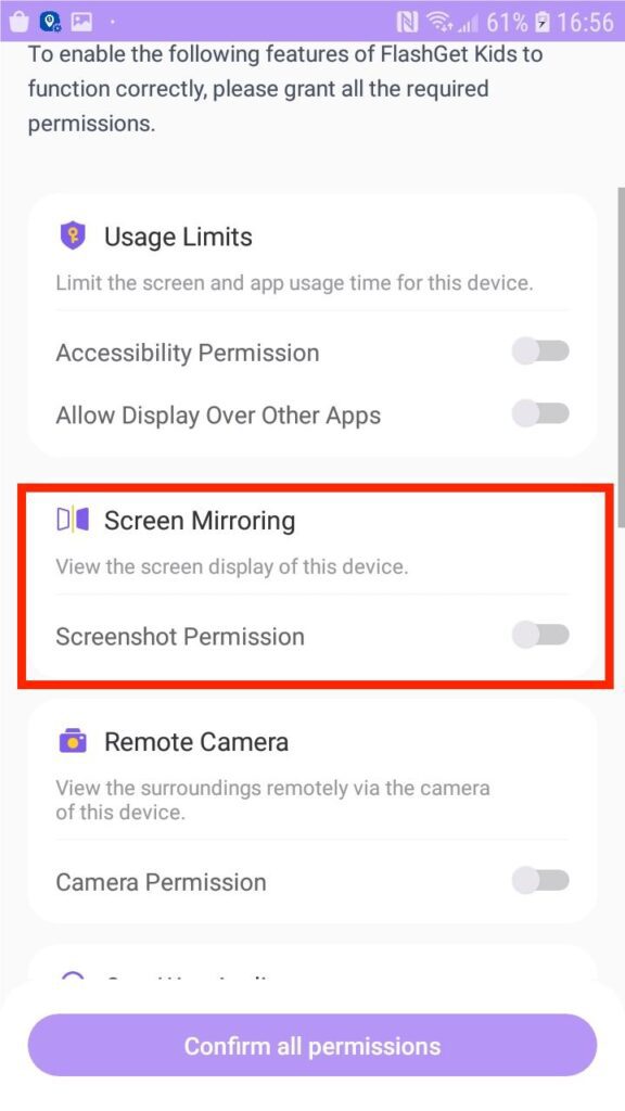 How to turn on Screenshot permission on your kid’s device?